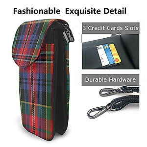 Small Crossbody Scottish Clan MacPherson Red Tartan Crossbody Purse Bag Fashion Cell Purse Wallet For Women/Girls Gift