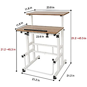 SDADI 2 Inches Carpet Wheels Mobile Standing Desk Stand Up Desk Height Adjustable Home Office Desk with Standing and Seating 2 Modes 3.0 Edition, Light Grain S001WFLT