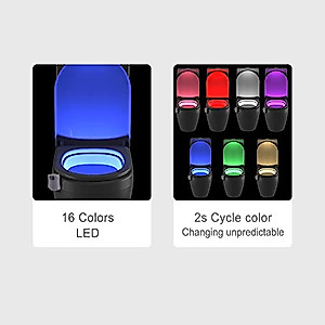 I-pure items 16-Color Toilet Night Light - Motion Activated Detection Bathroom Bowl Lights - Funny Birthday Gifts Idea for Dad, Mom, Men, Women & Kids - Christmas Stocking Stuffers - Cool Gadget