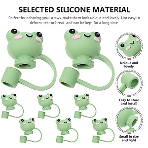 GLEAVI 8pcs Animals Straw Tips Cover Reusable Cute Frog Straw Toppers Straw Cover Plugs for Drinking Straws Party Straw Caps Decoration
