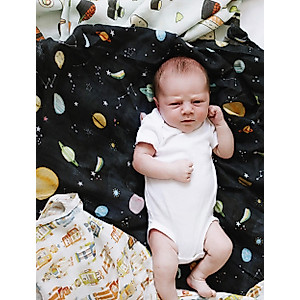 Loulou Lollipop Soft Baby Swaddle Blanket Muslin Wrap Receiving Blanket for Newborn to Toddler Girl and Boy, Large 47” by 47” - Planets…