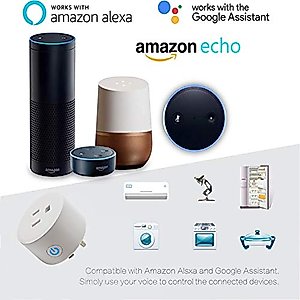 smart socket with app control Smart plug, Mini Wifi Outlet Compatible with Alexa, Google Home & IFTTT, No Hub Required, Remote Control your home appliances from Anywhere, ETL Certified (one Piece)