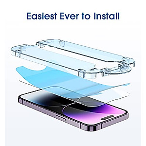 amFilm OneTouch Glass Screen Protector Compatible for iPhone 14 Pro 6.1 Inch 2022, Easiest Installation, Dynamic Island Compatible, Bubble Free and Full Coverage Case Friendly, Tempered Glass, 2 Pack