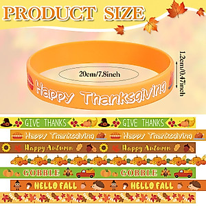 JUNEBRUSHS 42pcs Thanksgiving Party Favors Silicone Bracelets Rubber Wristbands Accessories for Autumn Thanksgiving Kids Adults Party Decorations Stuffers Filler Gift Supplies(7 Designs)