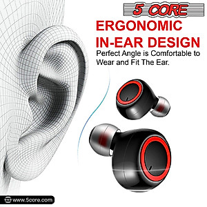 5 CORE Wireless Ear Buds • Mini Bluetooth 5.0 Noise Cancelling Earbud Headphones w Stereo Sound IPX8 Waterproof for Sports Workout EP01
