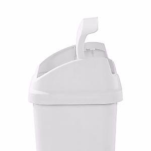 Sterilite 7.8 Gallon SwingTop Wastebasket, Plastic Trash Can with Lid and Compact Design for Kitchen, Office, Dorm, or Laundry Room, White (6 Pack)