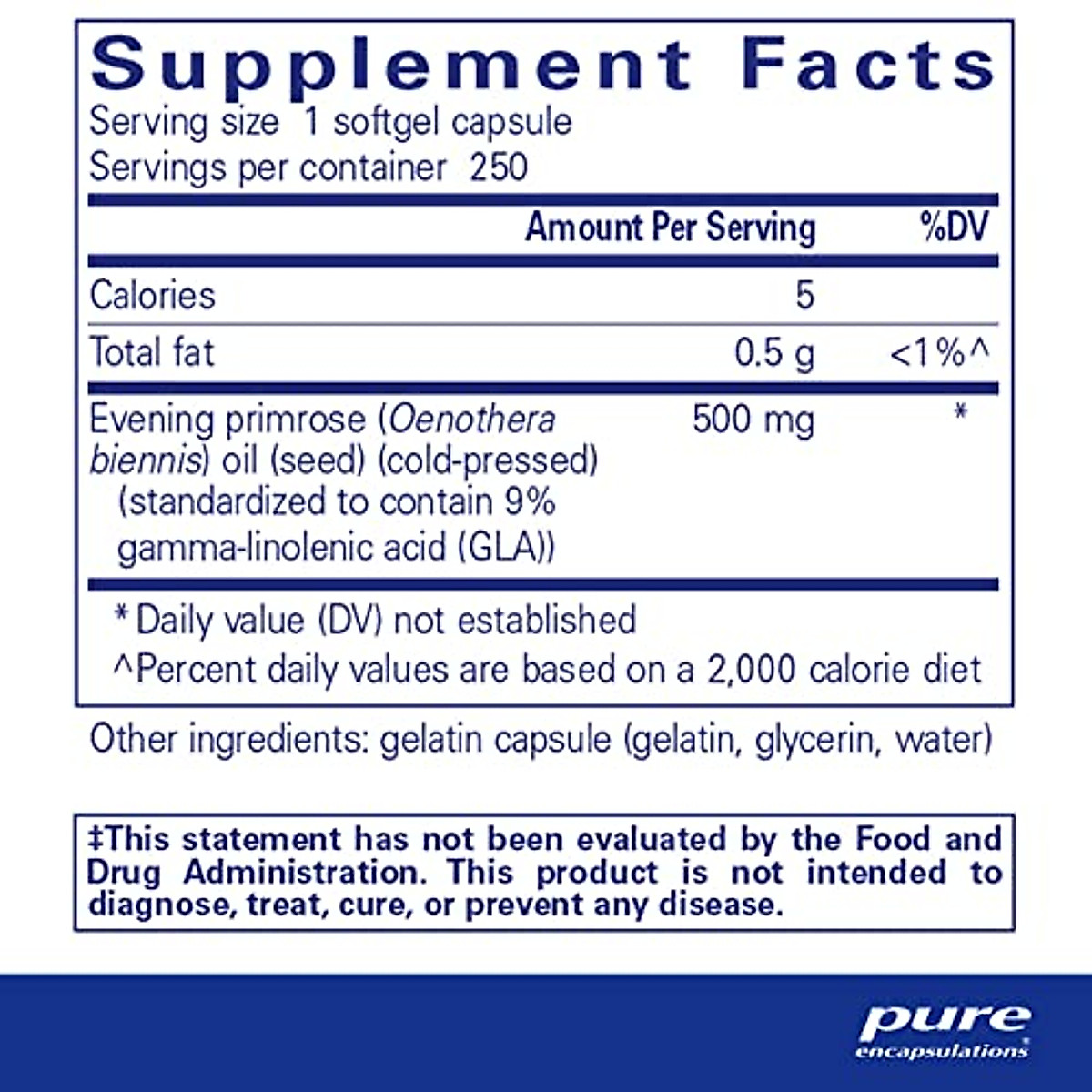 Pure Encapsulations E.P.O. (Evening Primrose Oil) | Hypoallergenic Dietary Supplement Containing 9% GLA | 250 Softgel Capsules