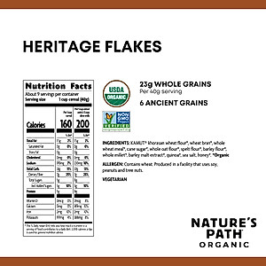 Nature's Path Organic Heritage Flakes Cereal, 13.25 Ounce (Pack of 6)
