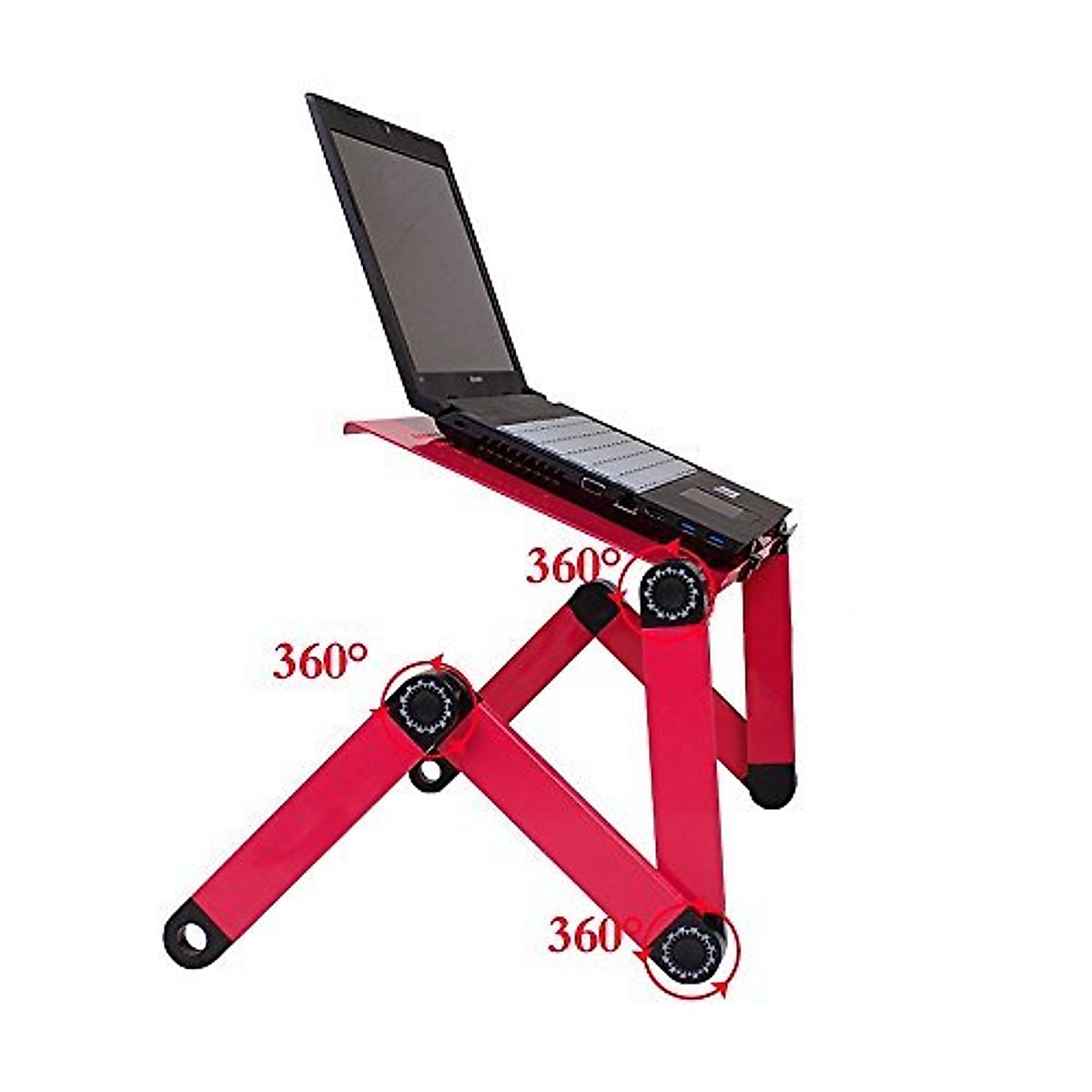 Goldball Portable Laptop Computer Desk Adjustable Vented Laptop Table Portable Bed Tray Book Stand Multifunctional & Ergonomics Design Dual Layer 17” Laptop Computers or Smaller (Rose Red)
