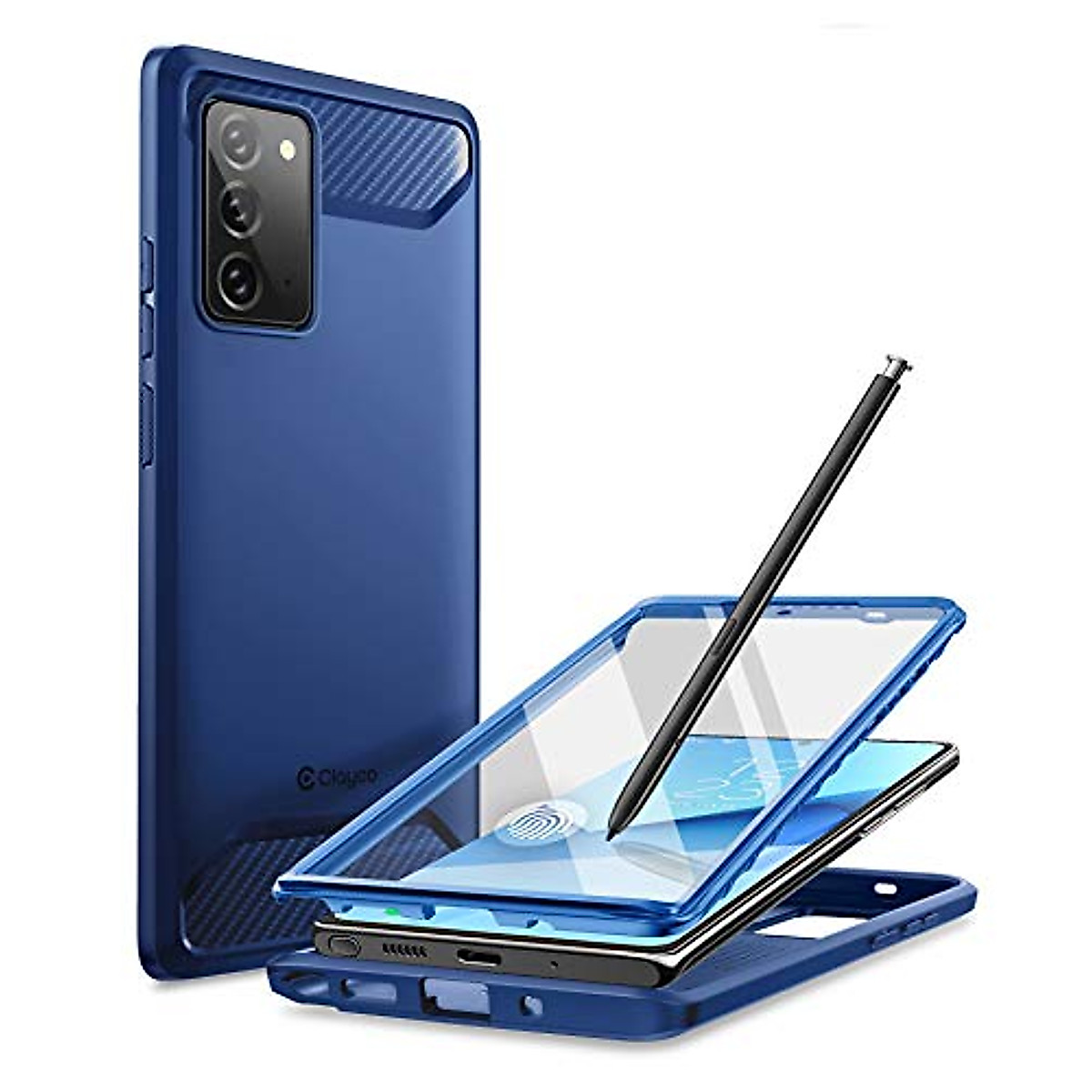 Clayco Xenon Series Designed for Samsung Galaxy Note 20 Case, [Built-in Screen Protector] Full-Body Rugged Cover Compatible with Fingerprint ID, 6.7 inch 2020 Release (Blue)