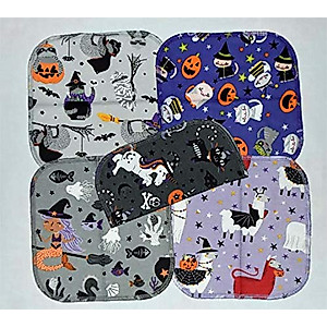 2 Ply Printed Flannel Little Wipes (R) Set of 5 8x8 inch Napkins Creepy Cuties Halloween