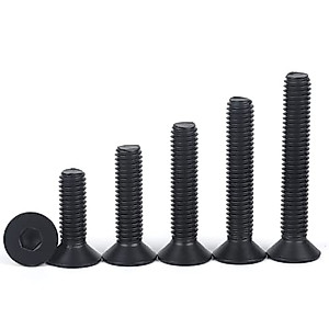 Tapping Screws,Screw Bolt,Black 304 Stainless Steel Countersunk Head Socket Head Cap Screws, M2M2.5M3M4M5M6 Flat Head Hex Socket Head Cap Screws, Small Screws,M4*6(50pcs) (Color : M5*12(20pcs))