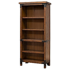 Pemberly Row Rustic Open Wood Bookcase in Brown