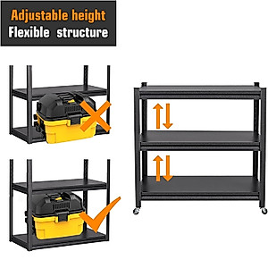 Generic 32"" W Storage Shelves,Heavy Duty Metal Shelving Unit,Pantry Shelves, Kitchen Shelves, Garage Shelving,Utility Rack (31.5"" W×15.7"" D×31.5"" H), Black, TGJZ-80W