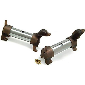 Kikkerland Dachshund Salt and Pepper Shakers, Brown/Silver