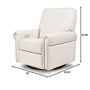 Namesake Linden Electronic Recliner and Swivel Glider with USB Port in Performance Cream Eco-Weave, Water Repellent & Stain Resistant, Greenguard Gold & CertiPUR-US Certified
