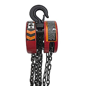 BIG RED TR9020 Torin Manual Hand Lift Steel Chain Block Hoist with 2 Hooks, 2 Ton (4,000 lb) Capacity, Red