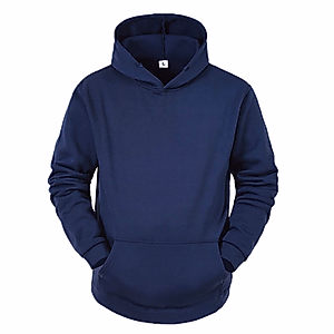 Ymosrh Mens Hoodies, Pullover Long Sleeve Cozy Sport Outwear Solid Color Hoodie With Pockets Men's Pullover Hoodie Blank For Printing Sudaderas Hombre Con Gorro Men Pullover Hoodie (XL, Navy)