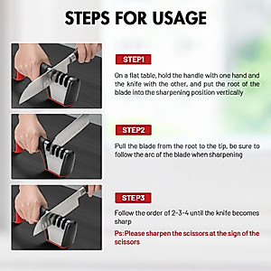 Simple Deluxe 4-in-1 Kitchen Knife Sharpener 4 Stage Knife Scissor Sharpener with a Pair of Cut-Resistant Glove to Repair, Restore, Sharp, Polish Blades, 2-Pack