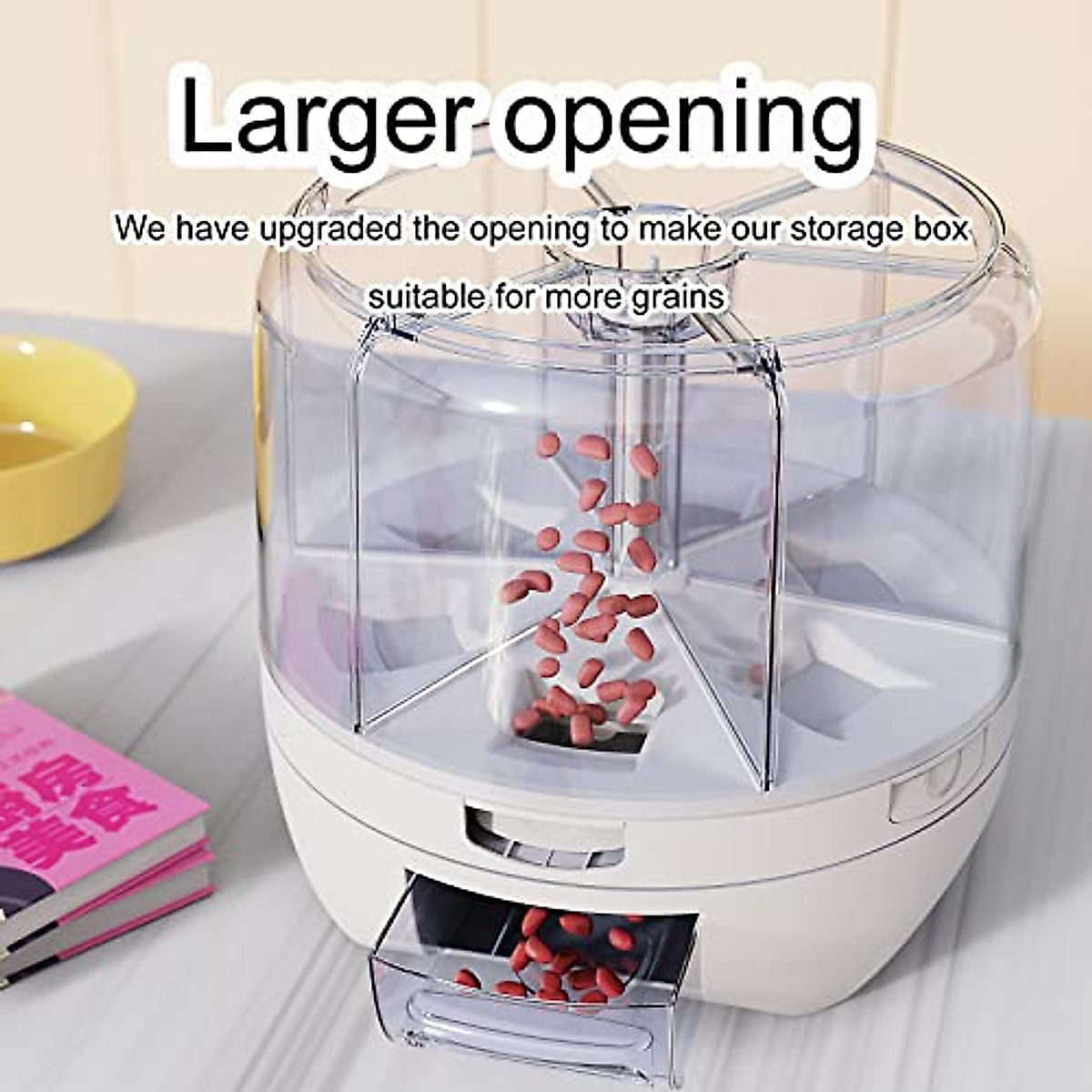(Upgrade) XIYAO 20LBS Rice and Grain Storage Container, 360°Rotating Food Dispenser with Sealing Lid, Food Cereal Container Bins for Rice & Cereal Kitchen Storage
