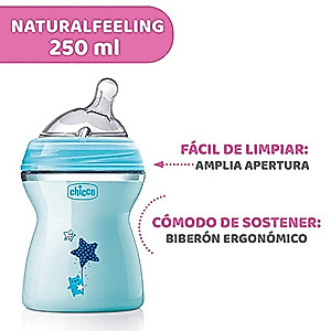 Natural Feeling Chicco Baby Bottle 250ml 2Mesi + Bimbo