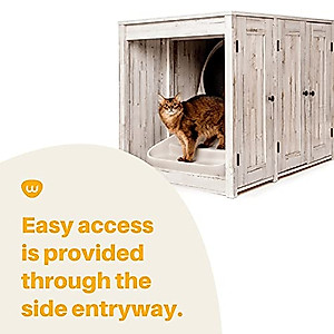 Whisker Litter-Robot Credenza with Litter Box Enclosure, 43.2” W x 28.1” D x 33.1” H - White Plank, Stylish + Durable Hidden Litter Box Furniture, Litter-Robot Not Included