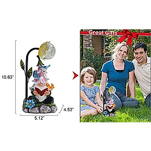 MOOTKA Garden Gnome & Books Statue Garden Gnomes with Solar Light Outdoor, Garden Gnome Statues Solar Powered Light Home Decor, Gifts for Mother's Day for Home Yard Outside Patio Lawn (Green)