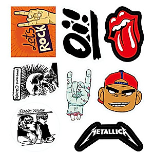 Csimyun Rock Sricker Book 102Pcs Cool Stickers Waterproof & Sun-Protection Rock Punk Band Graffiti Hand Account Stickers Trolley Case Removable Car Stickers