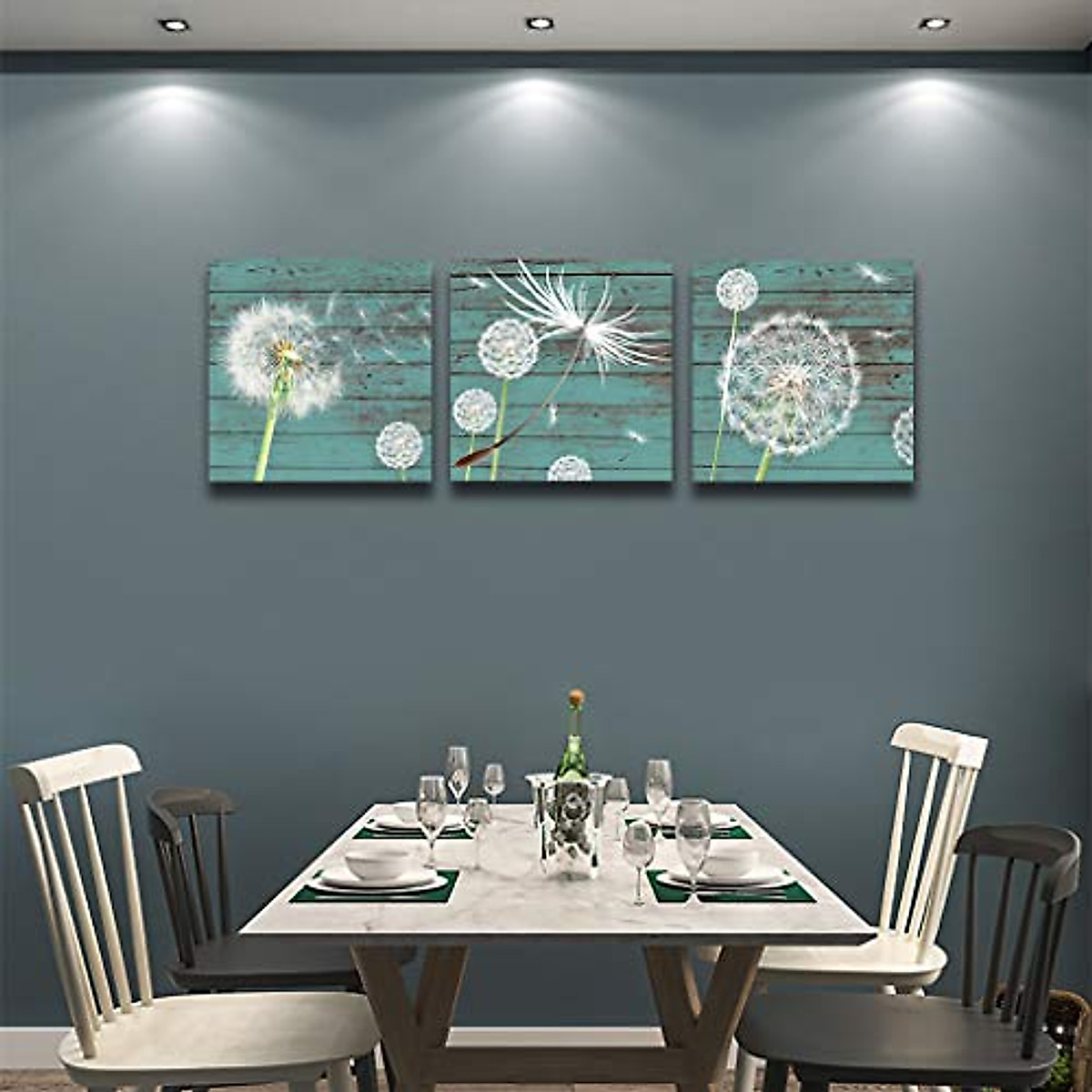 Office Wall Decor Wall Art for Bedroom Dandelion Picture Wall Art Green Driftwood Bathroom Decor Wall Art Modern Canvas Prints Artwork Living Room Kitchen Decor 12x12inch 3 pieces Easy to Hang