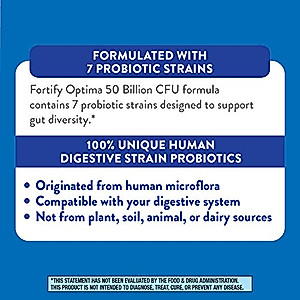 Nature's Way Fortify Optima Daily Probiotic for Men and Women 50+, 50 Billion Live Cultures per serving, Supports Digestive, Immune, and Colon Health*, 30 Vegan Capsules