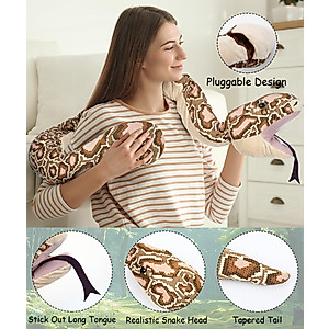 Giant Python Plush Stuffed Snake - 66.92Inch Snake Plush Toy Hand Puppet, Python Pillow Cushion Gifts for Birthday djungelskog Party Prank Props