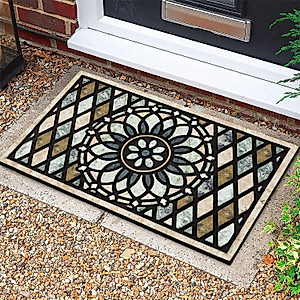 CHICHIC Door Mat Welcome Mat 17x 30 Inch Front Door Mat Outdoors for Home Entrance Outdoors Mat for Outside Entry Way Doormat Entry Rugs, Heavy Duty Non Slip Rubber Back Low Profile, Flower