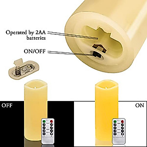 OSHINE Flameless Candles, Set of 1Real Wax Battery Operated Candles, Ivory Flickering Pillar, Electric LED Candles with 10-Key Remote and 24 Hours Timer for Home Decor (D2.2 x H6)