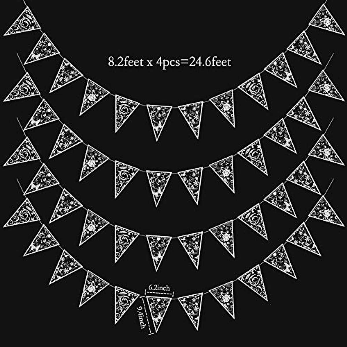 White Triangle Garland Bunting for Wedding Party Hanging Decorations Décor Backdrop Mothers Day Valentines Bridal Anniversary Engagement Birthday Party Decoration