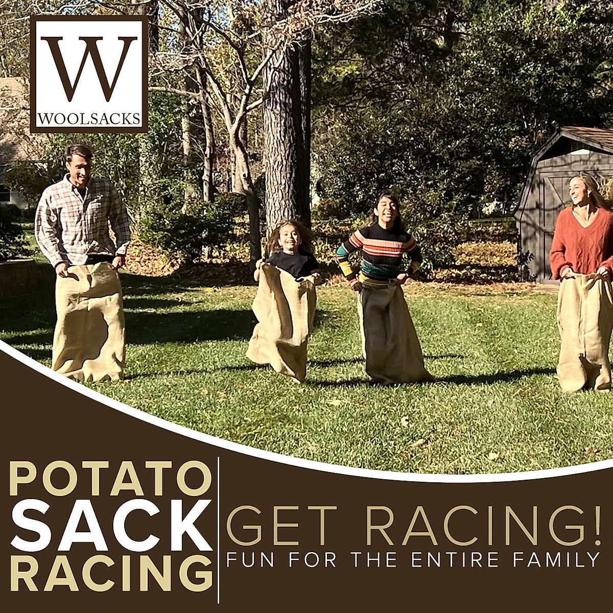 Woolsacks Potato Sack Race Bags for Adults | Large 24" x 40" Burlap Sacks for Sack Races | Great for Birthday Parties, Outdoor Events, Gardening, & More (Pack of 5)