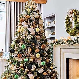 TecUnite 50 Pcs Glitter Christmas Party Decorations 3D Mini Glitter Edge Paper Honeycomb Ornament Honeycomb Tissue Hanging Ornament for Xmas Tree Decoration Wedding Birthday Party(Classic)