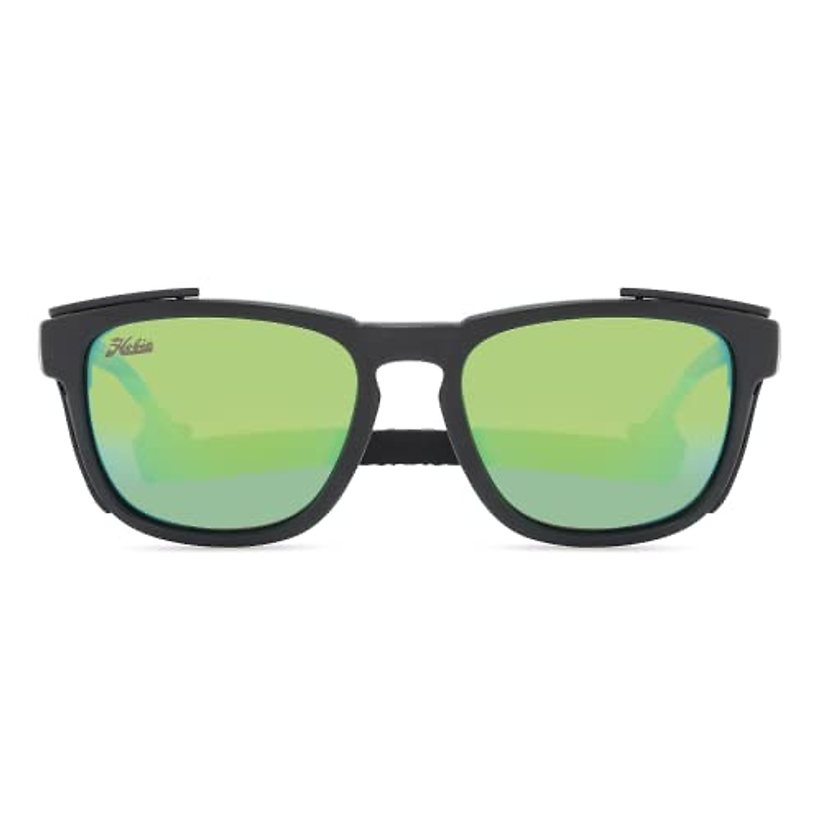 Hobie Monarch Polarized Square Sunglasses, Satin Black Frame/Copper w/Sea Green Lens, 53MM