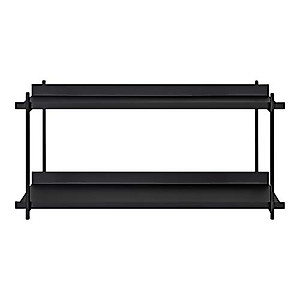 Kate and Laurel Dominic Modern Metal Shelf, 28 x 7 x 14.5, Black, Sleek 2-Tier Floating Book Shelves for Wall