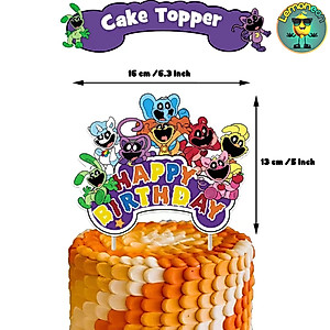 Lemoneon Cute Animals Birthday Decorations Party Supplies Kids Party Favors 2024 Decorative Horror Game Characters with Banner Cupcake Toppers Balloons