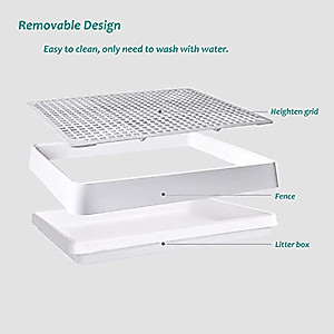 Rabbit Litter Box with Grate, Super Large Guinea Pig Litter Pan for Cage, Bunny Restroom Litter Tray Small Animals Toilet Potty Trainer for Rabbit Hamster Ferret Rats Guinea Pigs Hedgehog