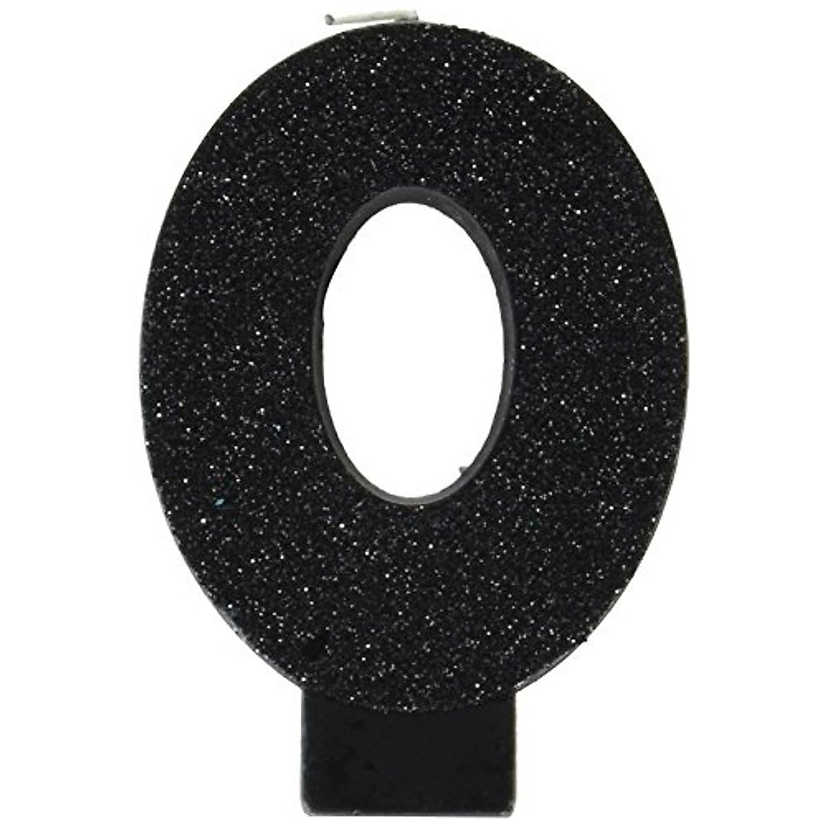 amscan Birthday Celebration, Numeral #0 Glitter Candle, Party Supplies, Black, 3 1/4"