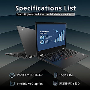 Lenovo ThinkPad L13 Yoga Business 2-in-1 Laptop, 13.3" FHD Touchscreen Display, 11th Gen Intel Core i7, 16GB RAM, 512GB PCIe M.2 SSD, 3-Yr Warranty, Wecam, FP Reader, Wi-Fi 6, Windows 11 Pro, Black