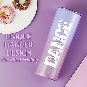 Onebttl Dancer Gifts for Girls, Teens, Her - Dance - 20oz/590ml Stainless Steel Insulated Tumbler with Straw, Lid - Dance Themed Recital Gifts for Women - (Purple-Pink)