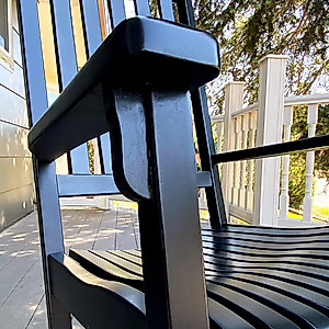 Frontera Timeless Outdoor/Indoor Rocking Chair, Eucalyptus Wood in Black Finish, Americana Resort Rocker