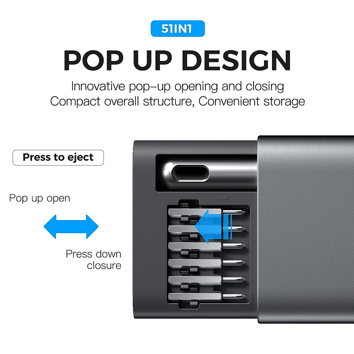 RARTOP Screwdriver - 51 in 1 Screwdriver Set with 48Pcs Mini Screwdriver Bits, Magnetic Screwdriver Phillips, Slotted, Square, Torx, Hex, Screwdriver Hand Tool Set for Electronics Repair