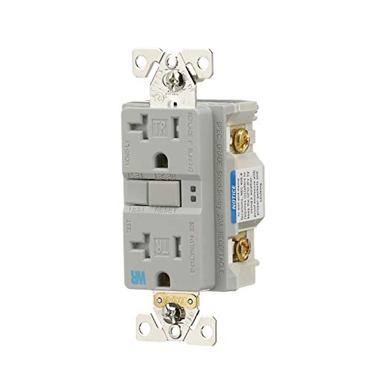 Eaton GFCI Self-Test 20A -125V Tamper & Weather Resistant Duplex Receptacle with Standard Size Wallplate, Gray