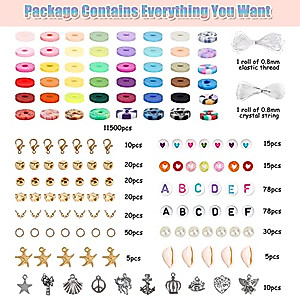 QUEFE 12000pcs, 115 Colors Clay Beads for Bracelets Making Kit Polymer Heishi Flat Beads Beads with Letter Beads for DIY Jewelry Marking Bracelets Necklace, 6mm