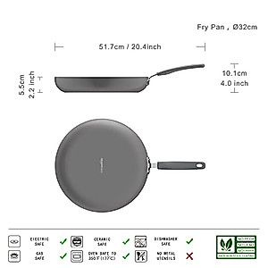 Amazon Basics Ceramic Non-Stick 12.5-Inch Skillet, Grey