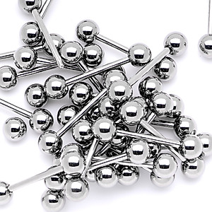 Body Candy Stainless Steel Straight Barbell Tongue Ring 14 Gauge 5/8" 6mm Ball