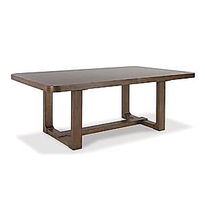 Signature Design by Ashley Cabalynn Farmhouse Dining Extension Table with 1 Removable Center Leaf, Light Brown